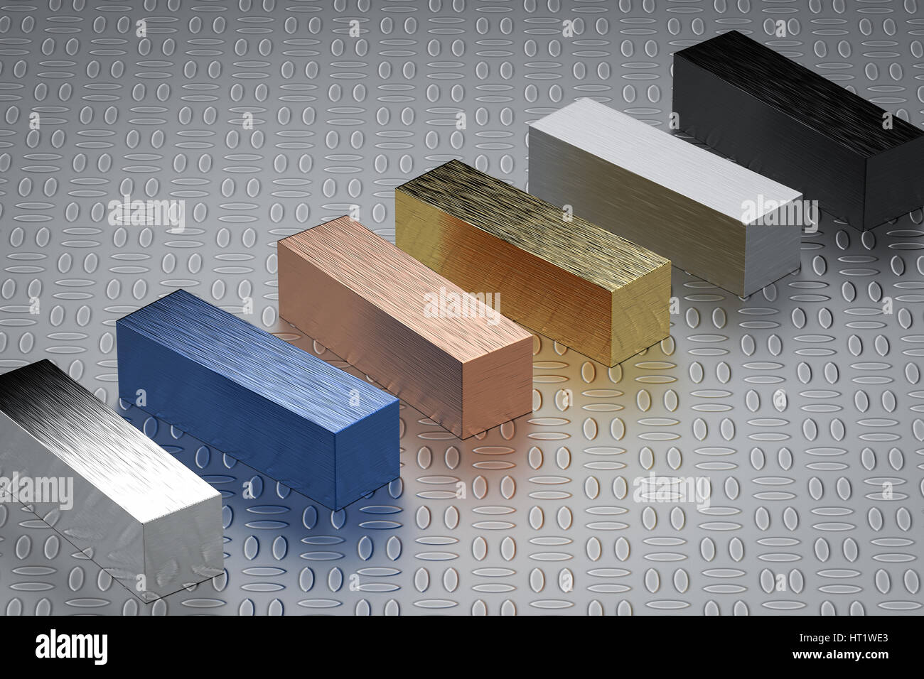 3d rendering metal blocks in multicolored and pattern Stock Photo - Alamy