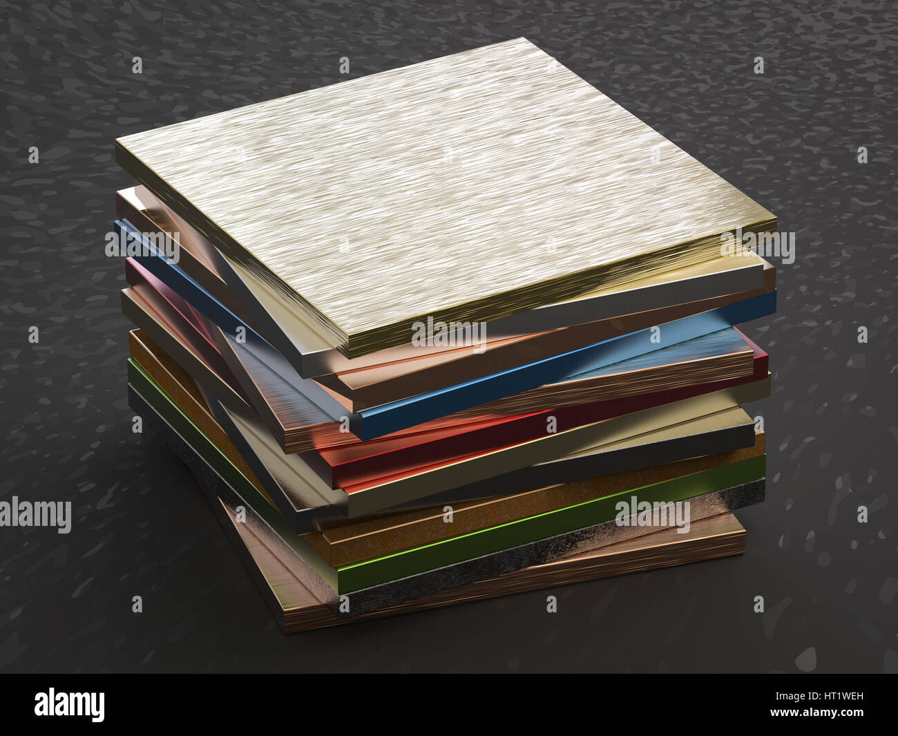 3d rendering stack of metal plates Stock Photo - Alamy