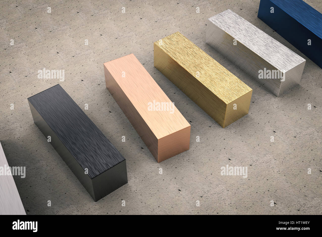 3d rendering metal blocks in multicolored and pattern Stock Photo - Alamy