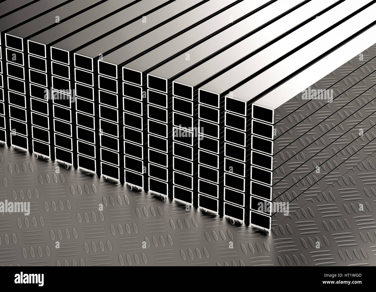 3d rendering stack of square pipes Stock Photo - Alamy