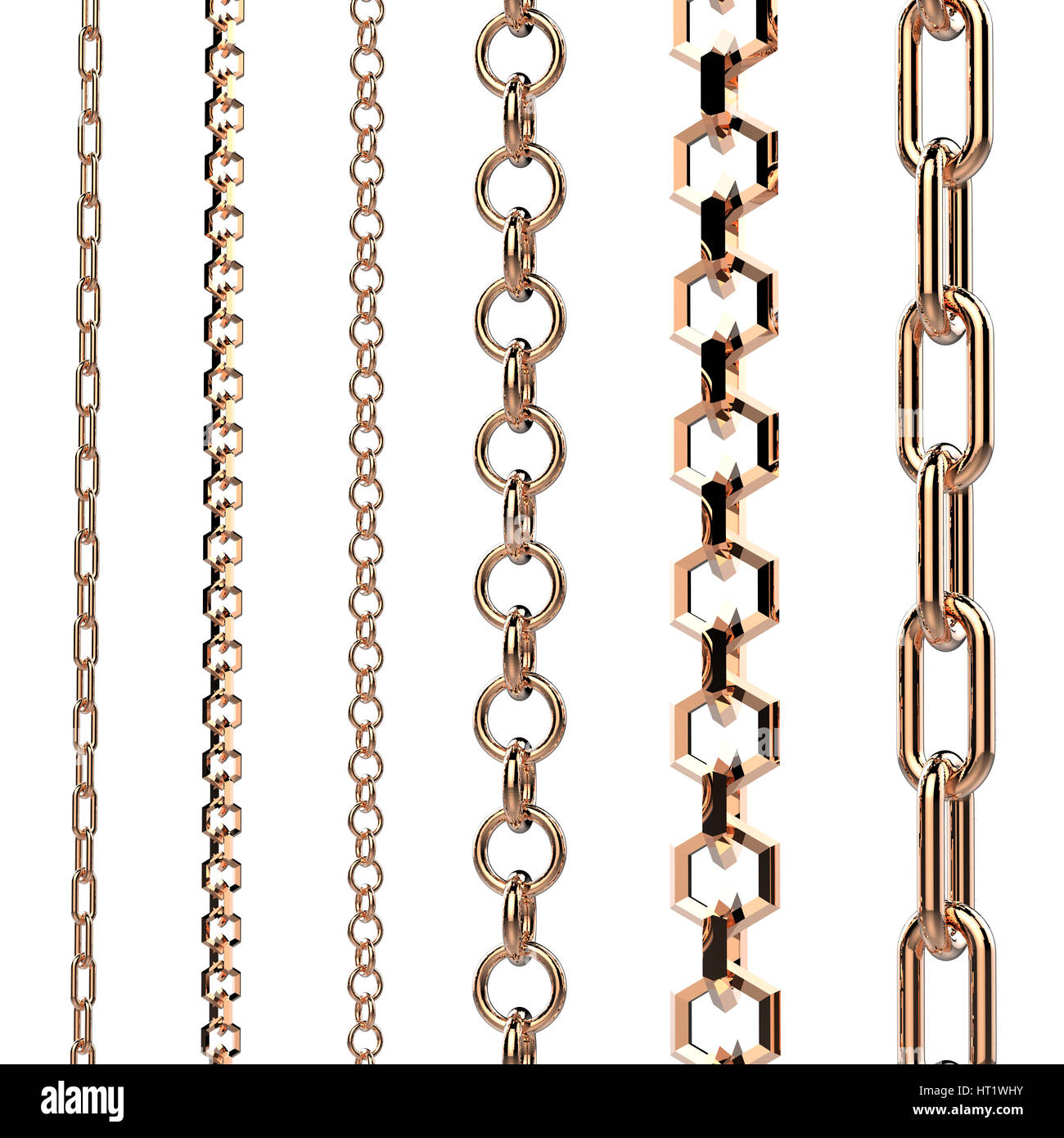3d rendering copper chains isolated on white Stock Photo - Alamy
