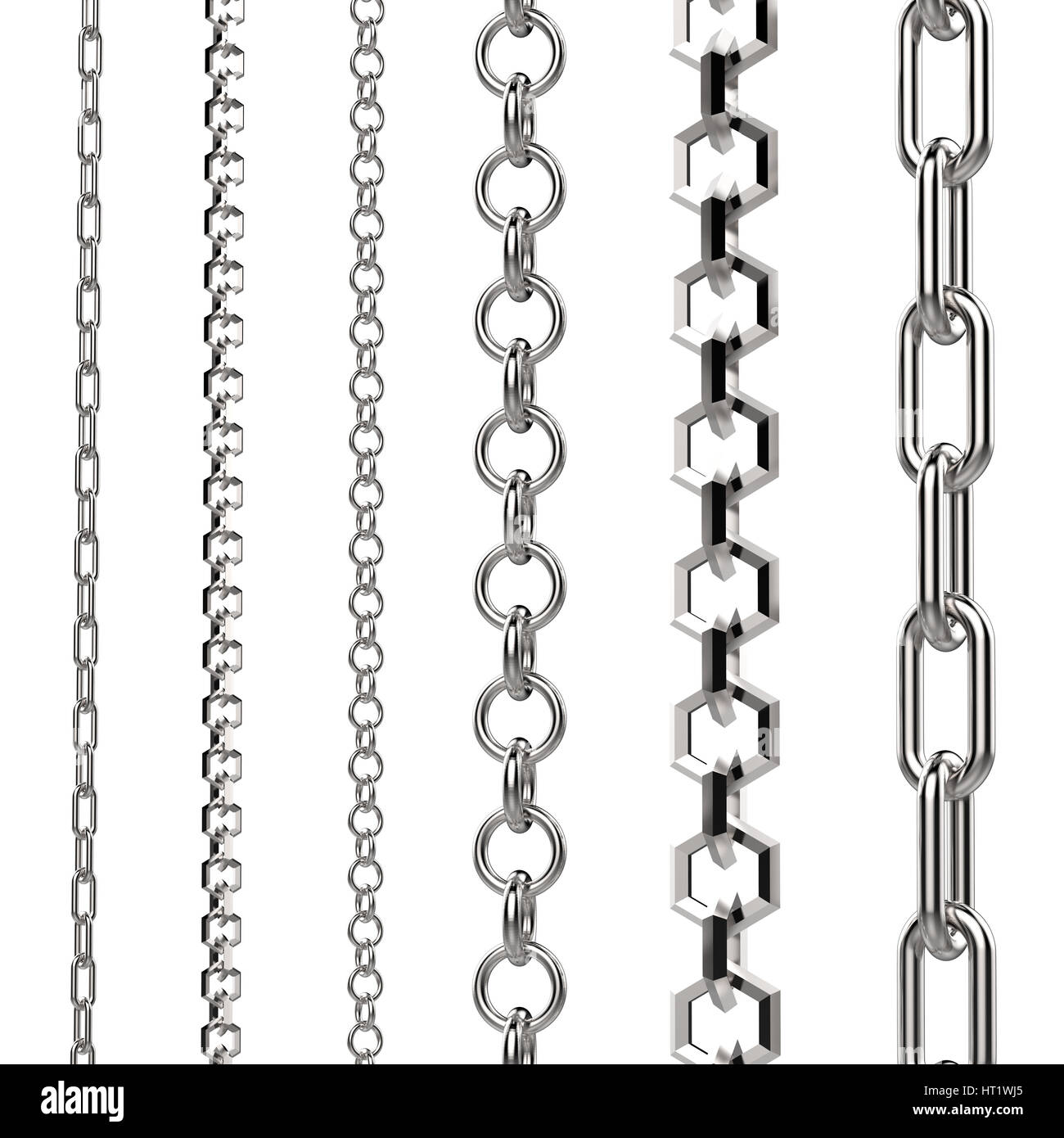 3d rendering silver chain isolated on white Stock Photo - Alamy