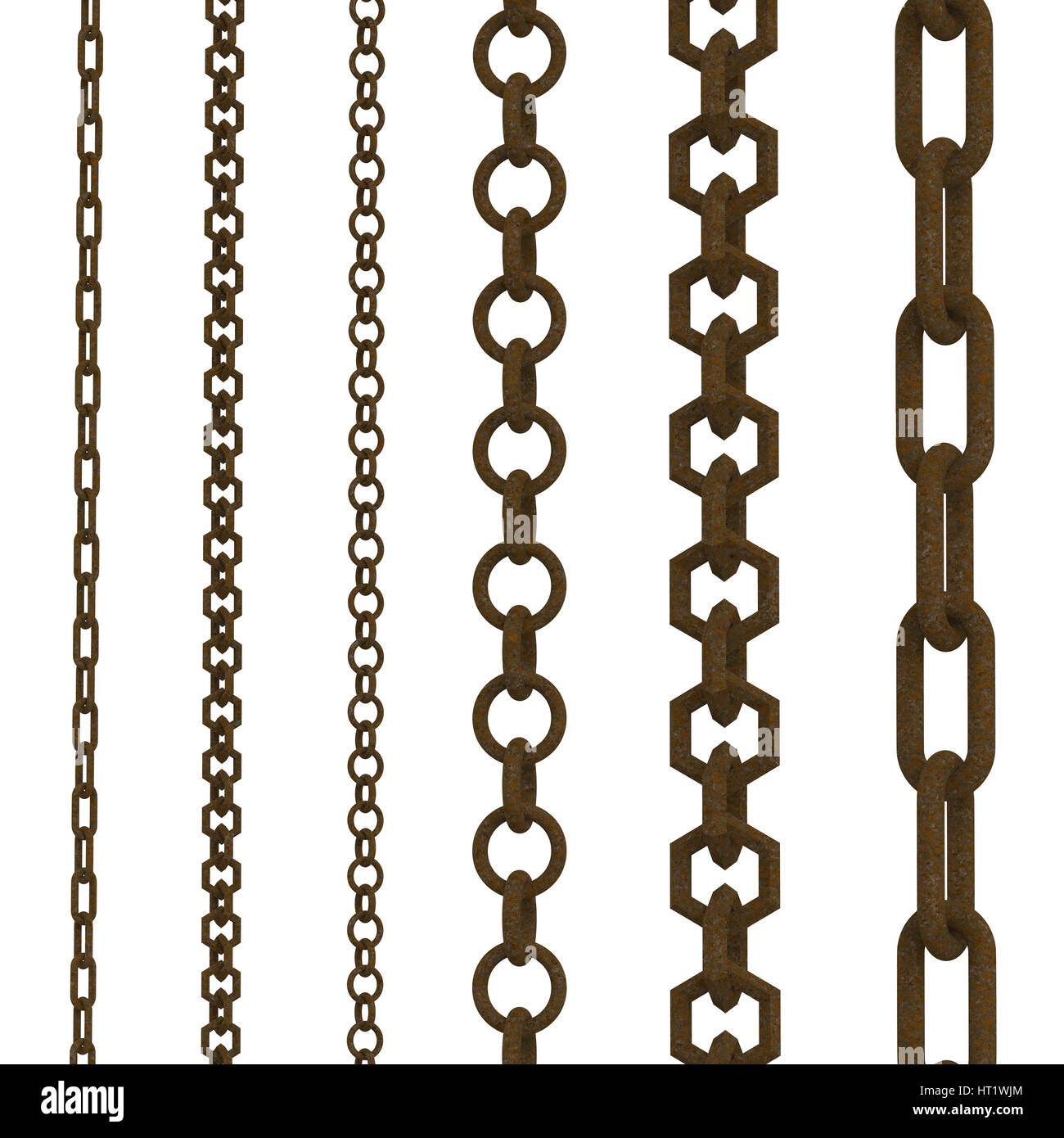 3d rendering rusty chains isolated on white Stock Photo - Alamy