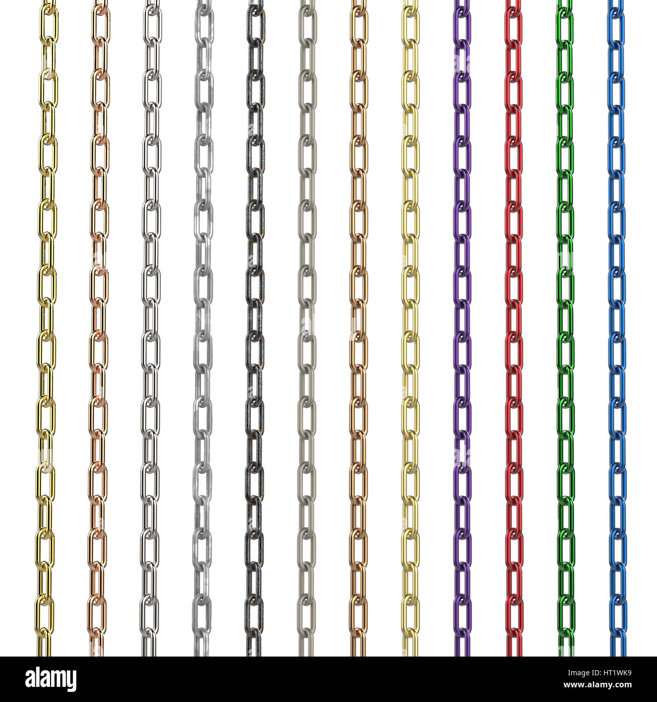 3d rendering colorful chains isolated on white Stock Photo - Alamy