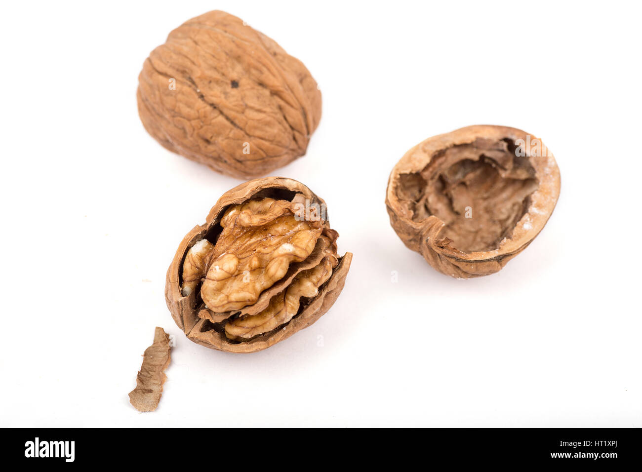 Open walnut. Isolated on a white background Stock Photo - Alamy