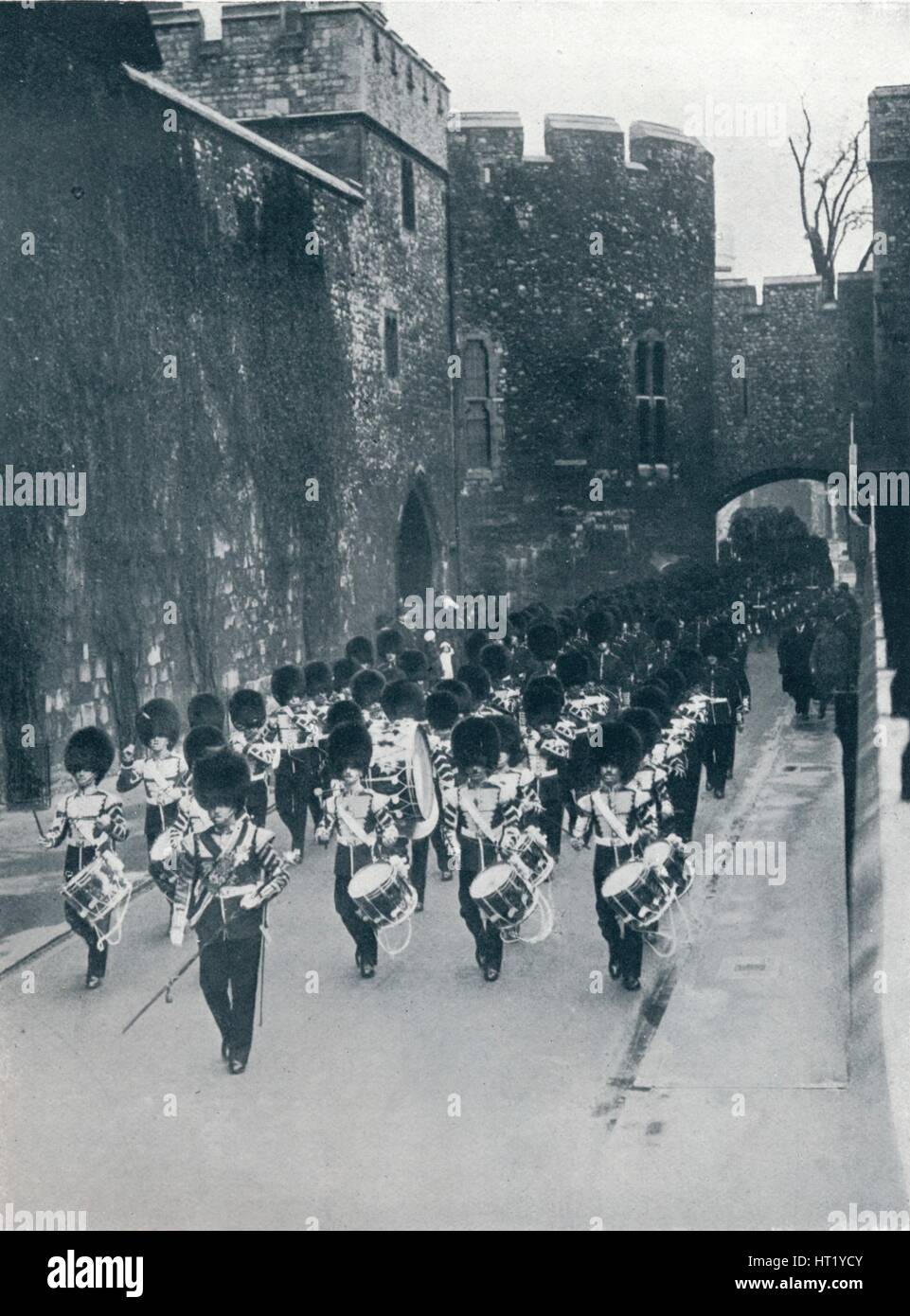 The Guards leaving the Tower of London, c1914. Artist: Unknown Stock ...