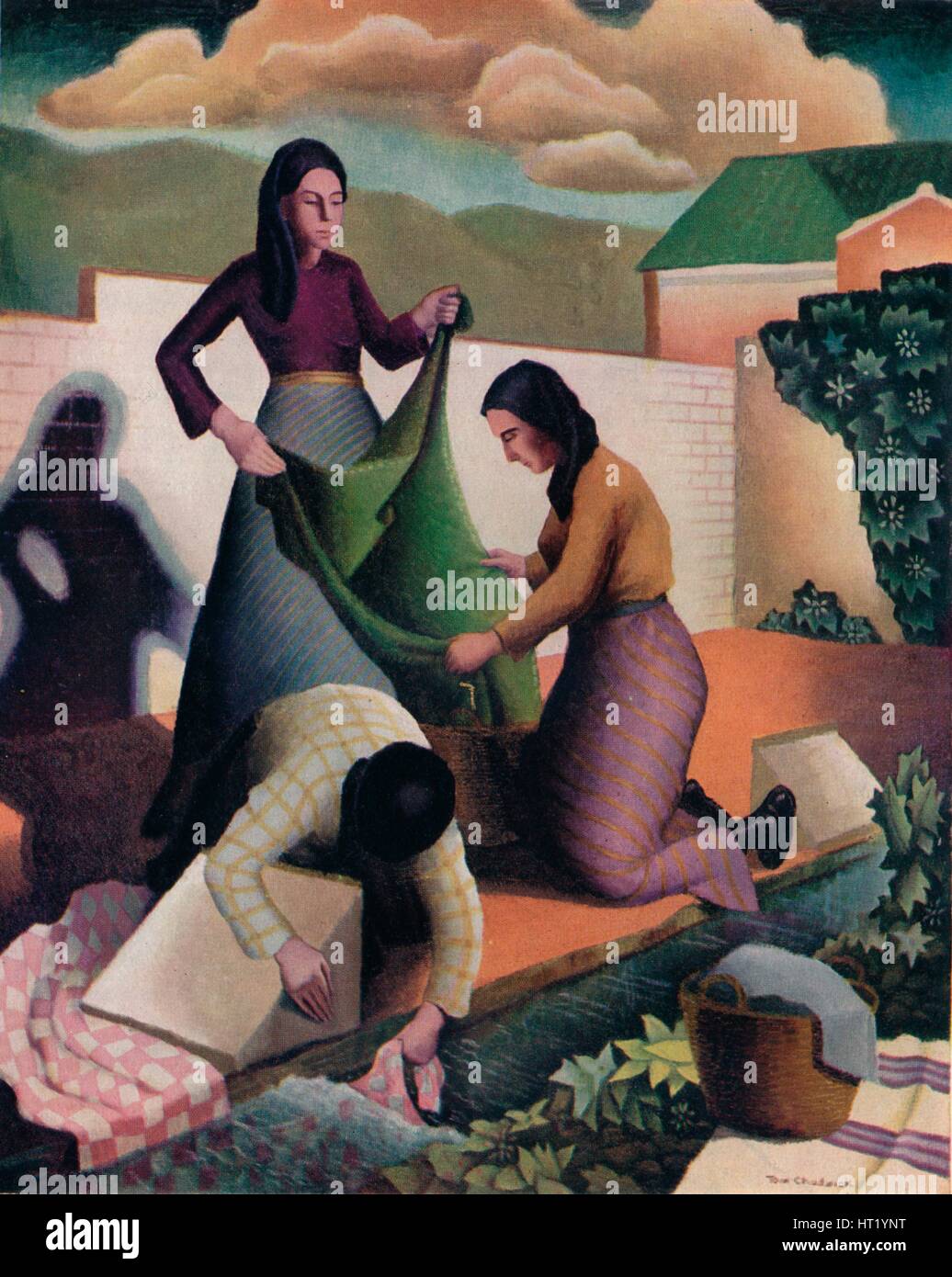 Wayside Laundry, 1935, (1937). Artist: Tom Chadwick Stock Photo - Alamy