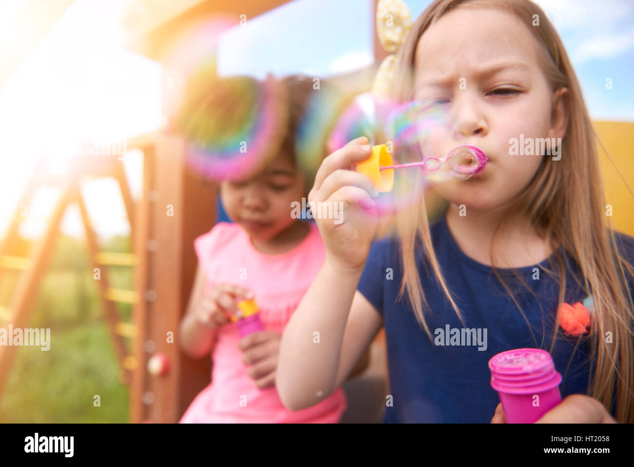Having fun with soap bubbles Stock Photo - Alamy