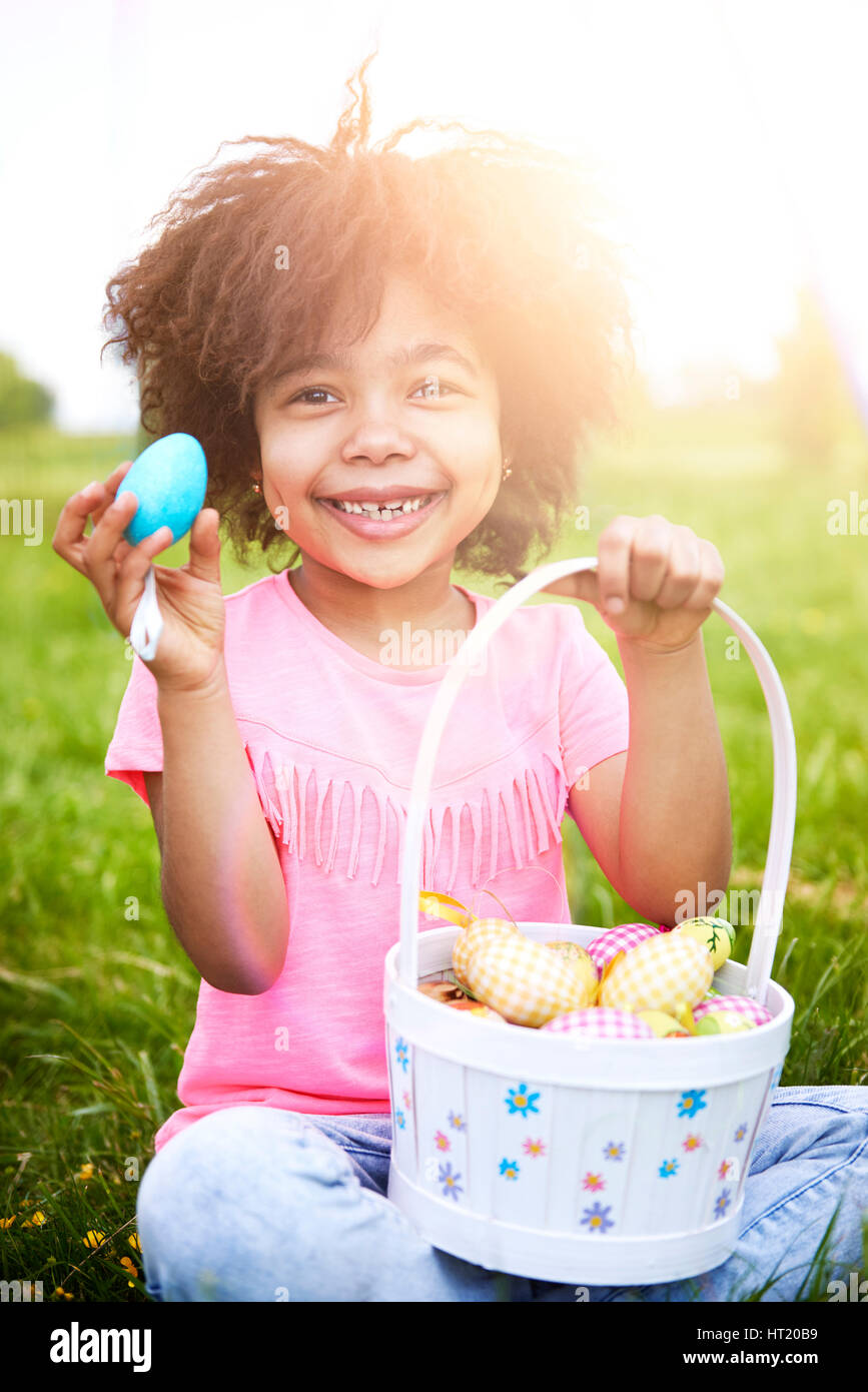 Beautiful girl celebrating the Easter time Stock Photo - Alamy