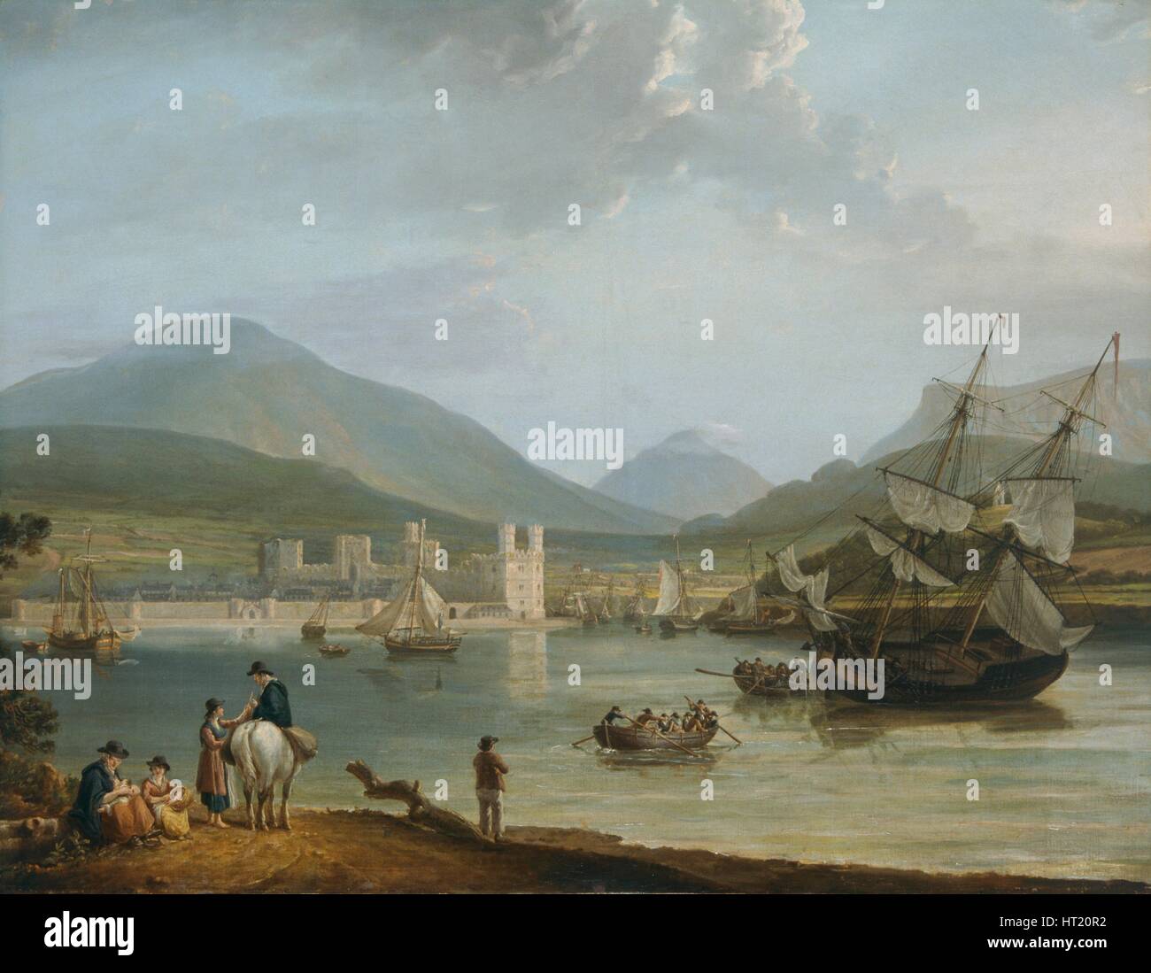'Caernarvon Castle and bay', c1780-1810. Artist: Nicholas Pocock Stock ...