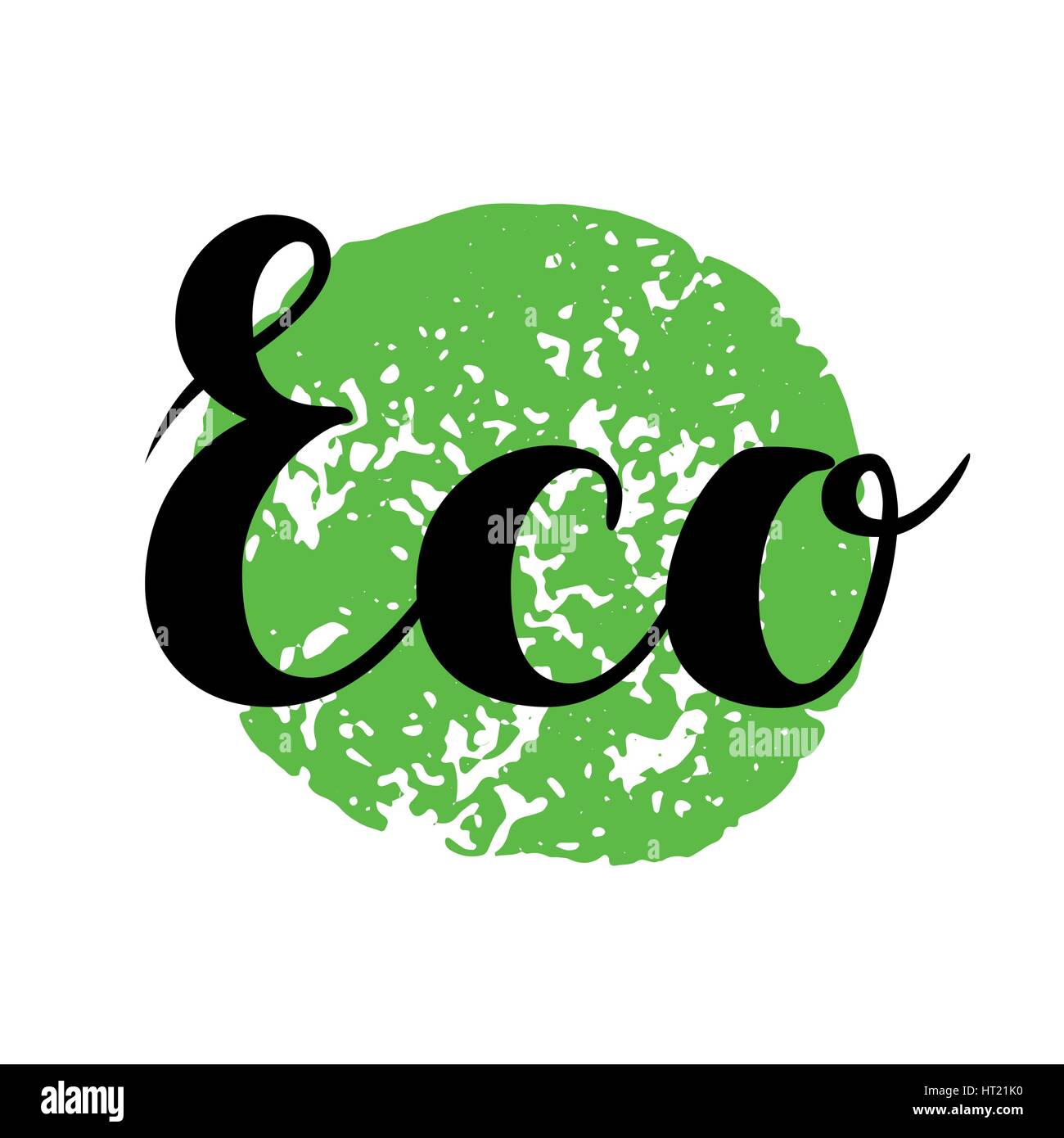 Eco vector sign. Hand drawn brush lettering isolated on white. Modern ...