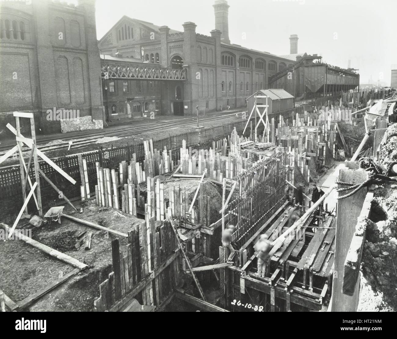 New construction work, Beckton Sewage Works, Woolwich, London, 1938 ...
