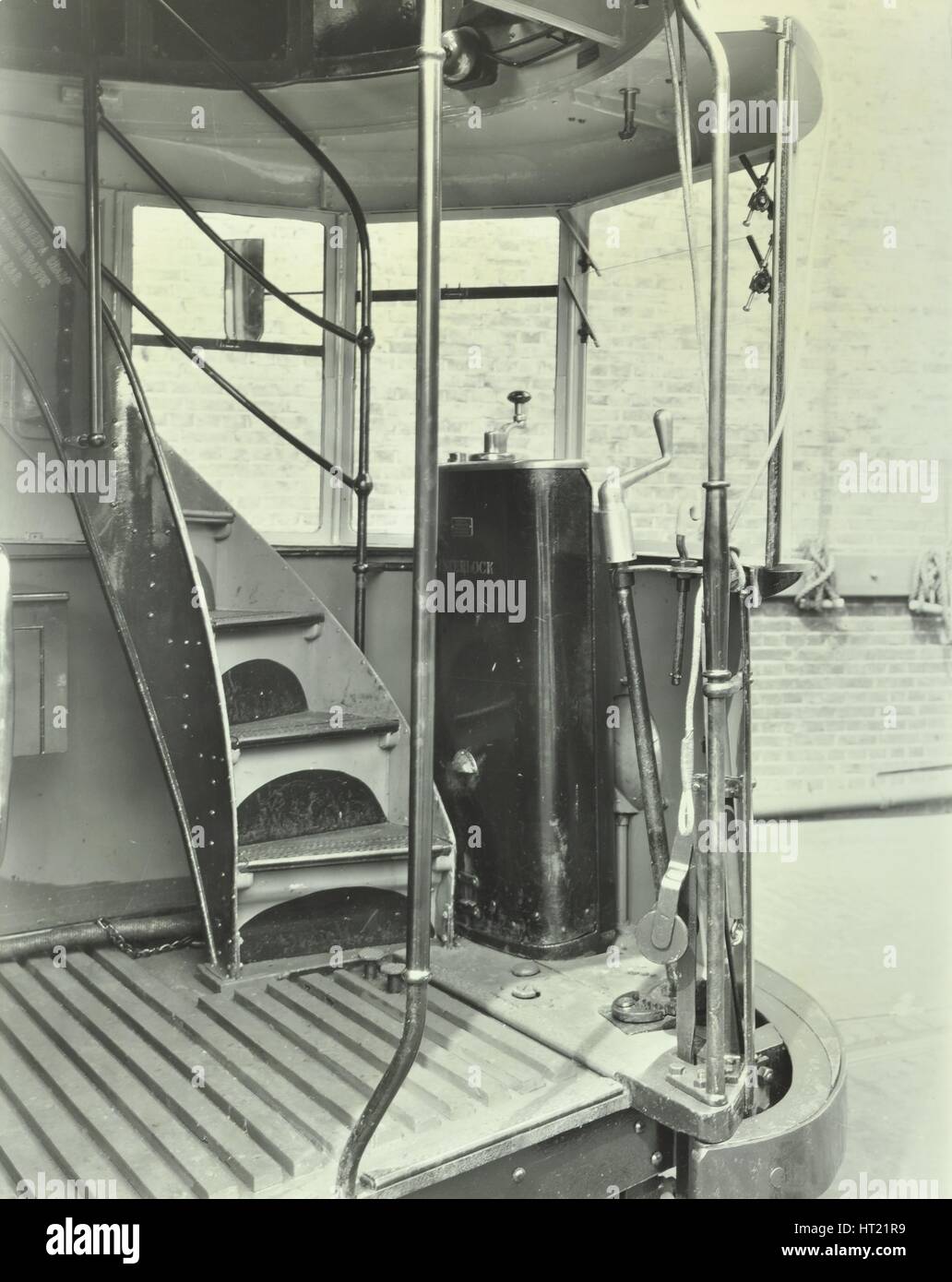 Interior of an electric tram showing driver controls, 1931. Artist ...