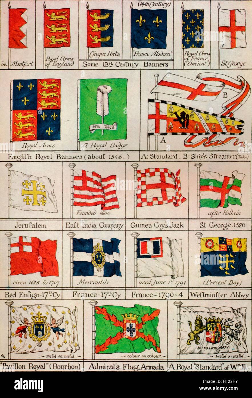 'Some Flags of the Past', c19th century. Artist: Unknown Stock Photo ...