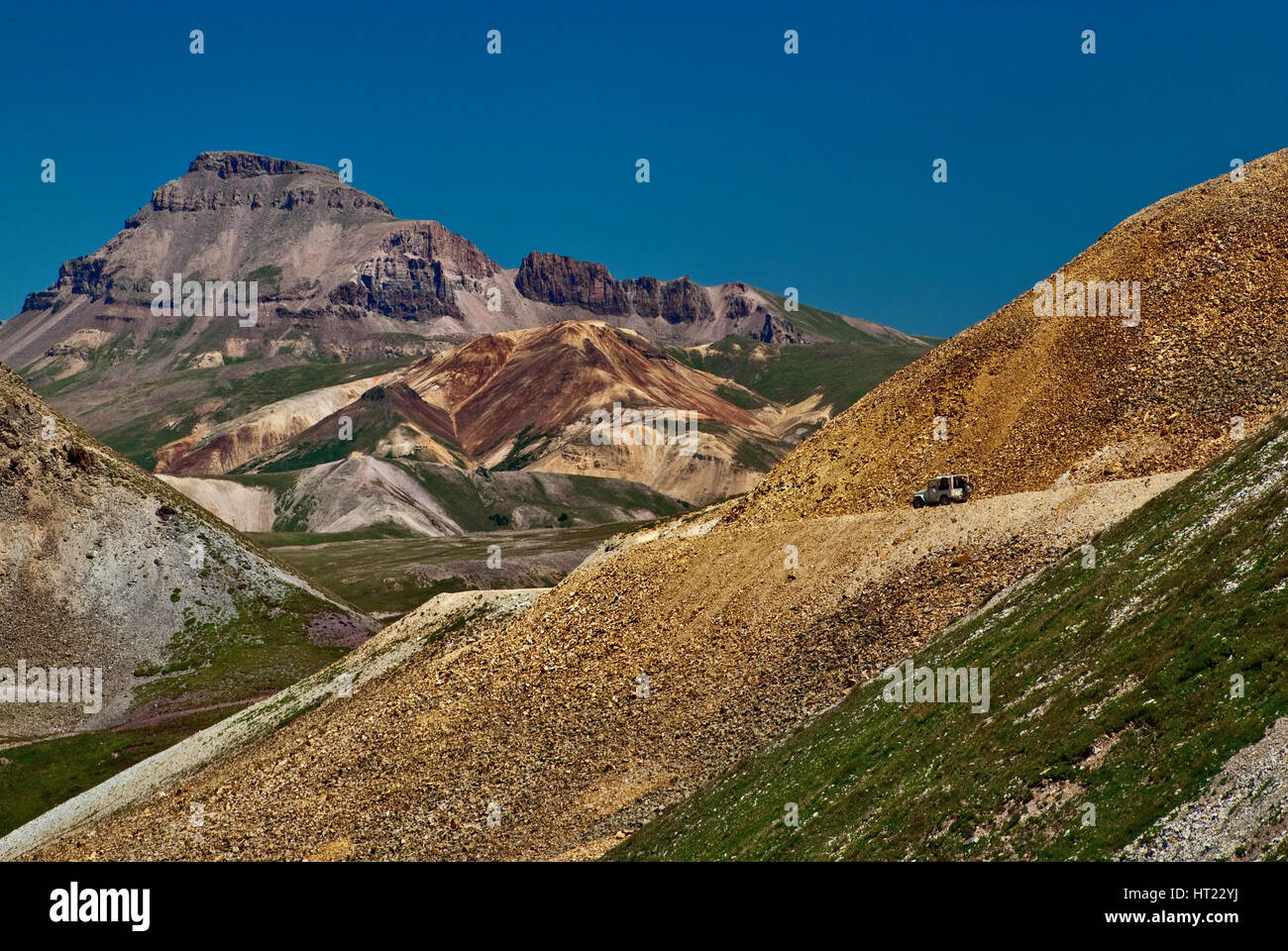 Alpine Loop jeep road crossing scree deposits near Engineer Pass ...
