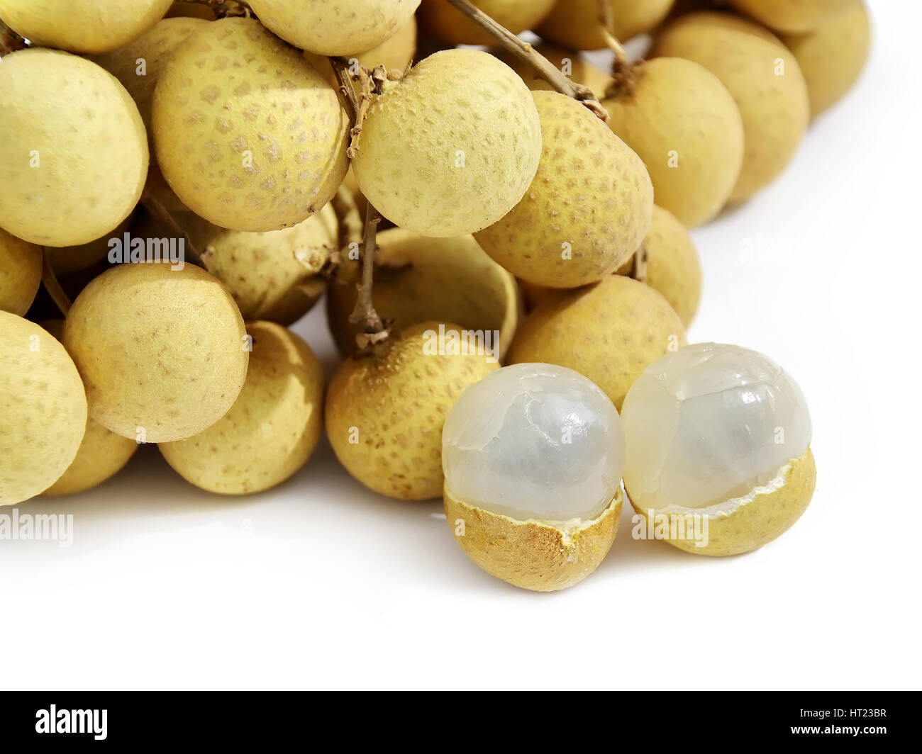 Thai Fruit Fresh Longans Isolated on White Background Stock Photo - Alamy