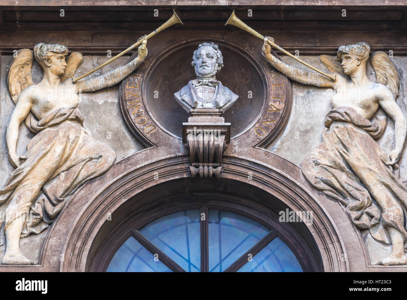 Details of front facade of Teatro Massimo Bellini opera house (named ...