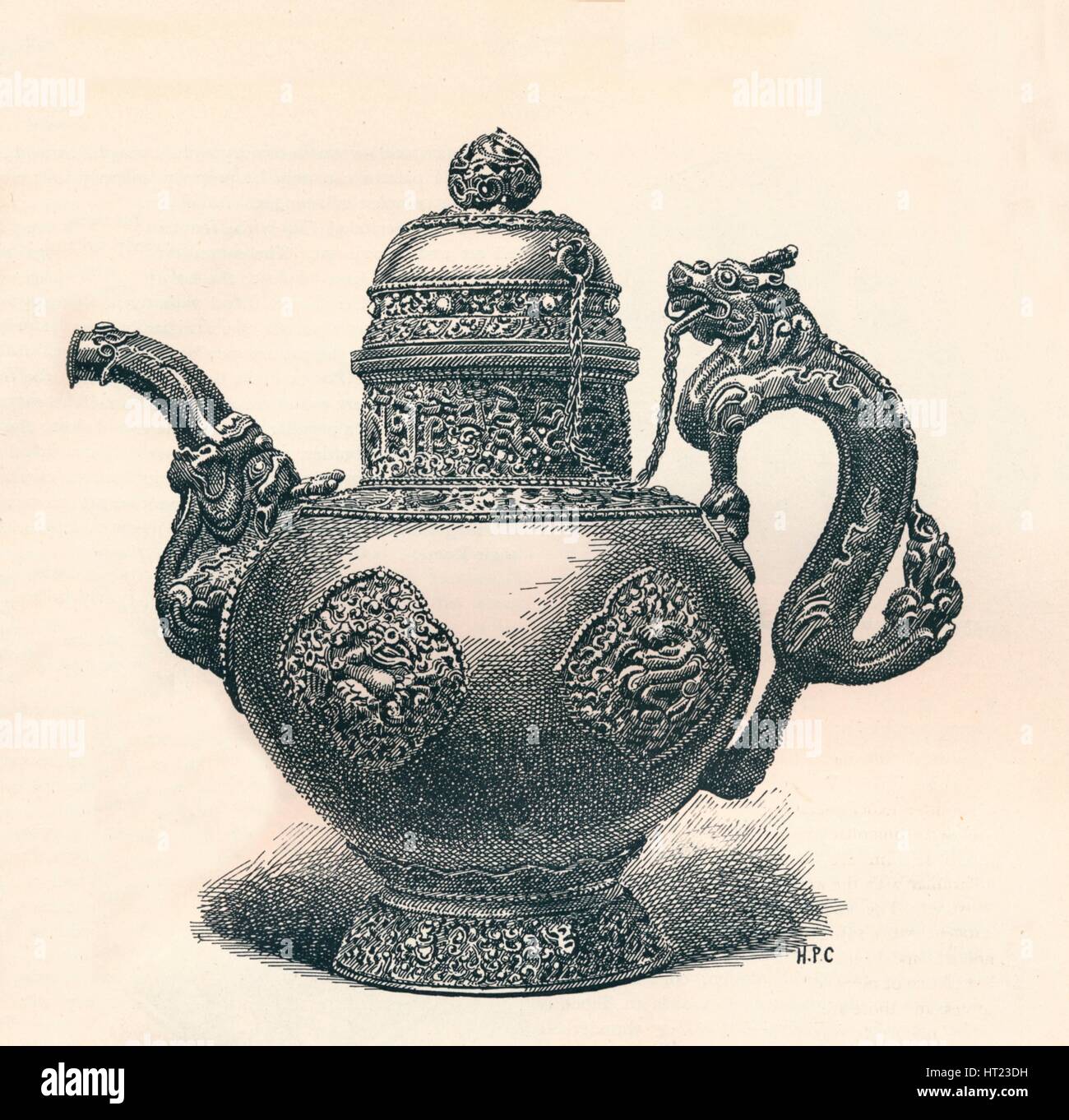 'Tibetan Tea-Pot with Dragon Spout and Handle Showing Chinese Influence ...