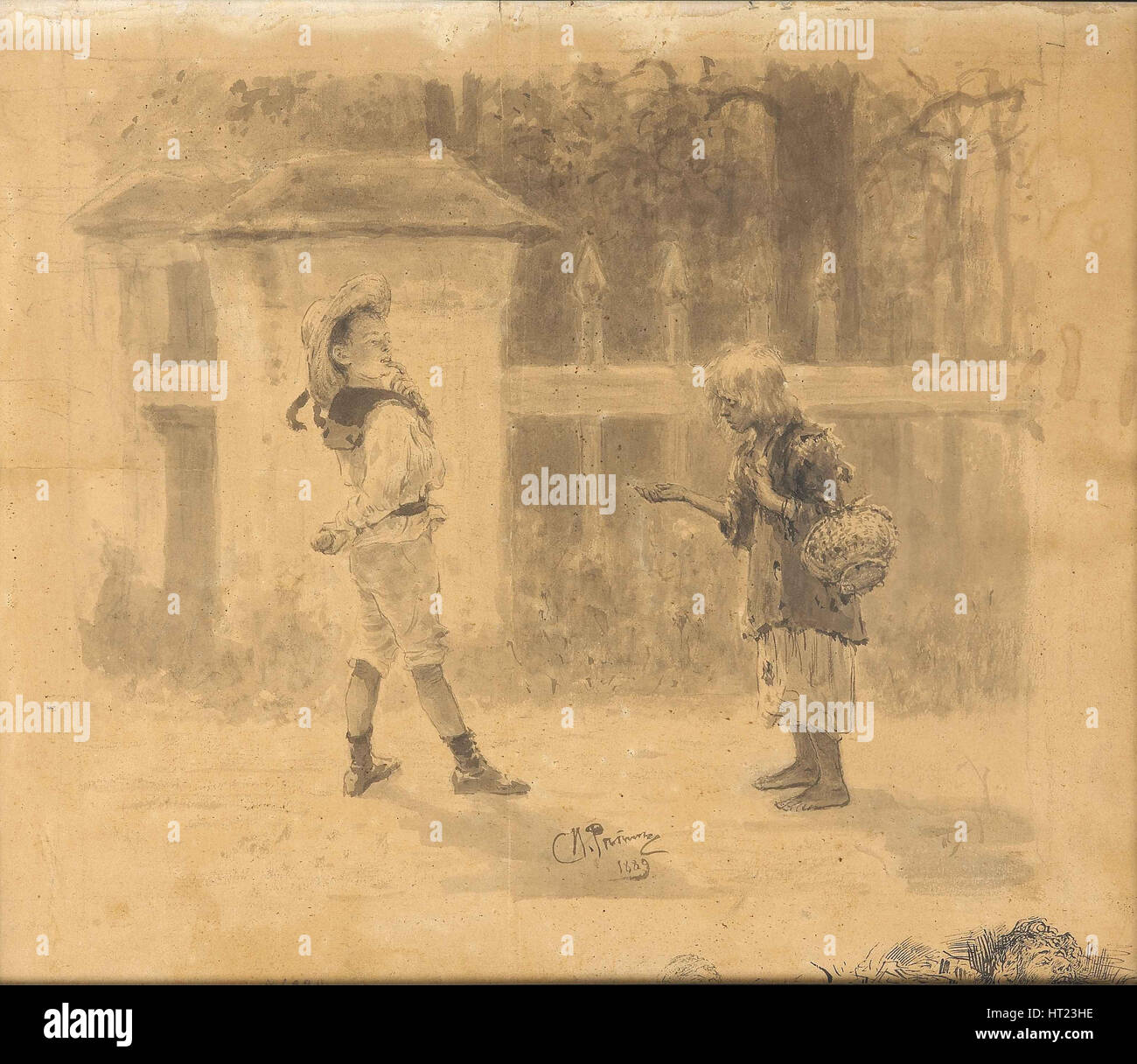 Girl begging, 1889. Artist: Repin, Ilya Yefimovich (1844-1930 Stock ...