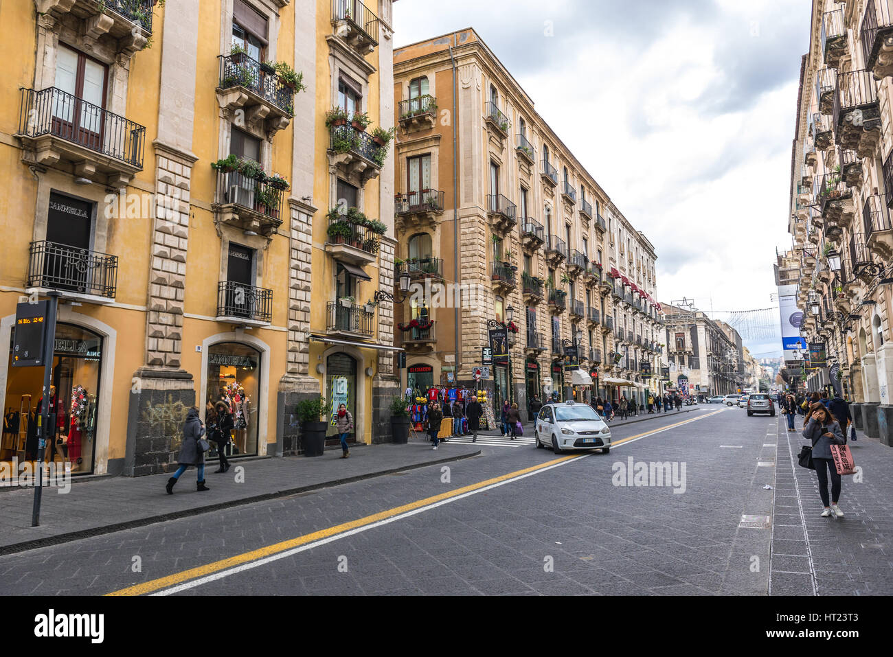 Via Etnea, one of the major streets in Catania city on the east side of ...
