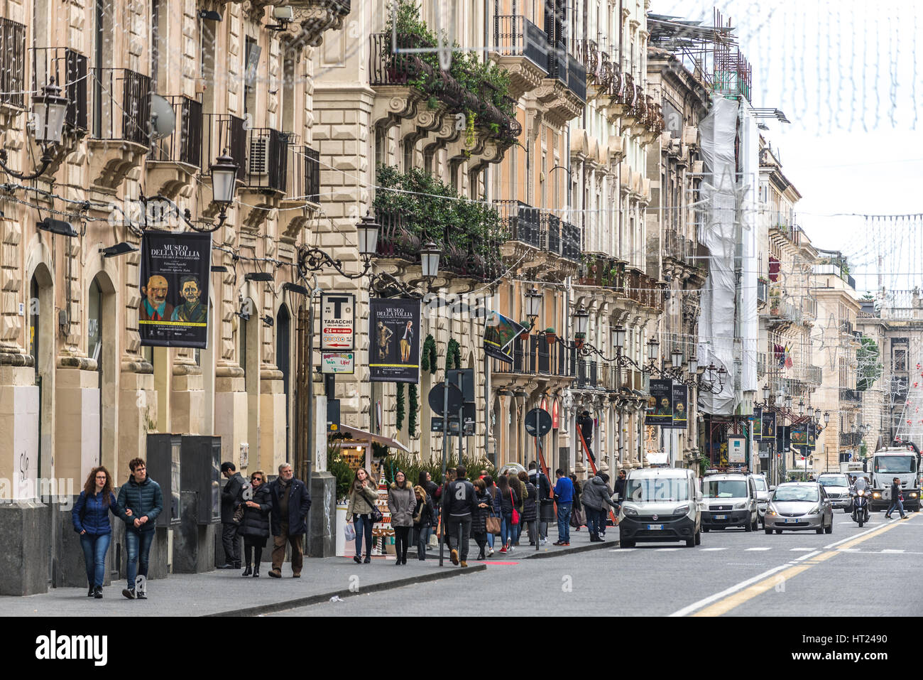 Via Etnea, one of the major streets in Catania city on the east side of ...