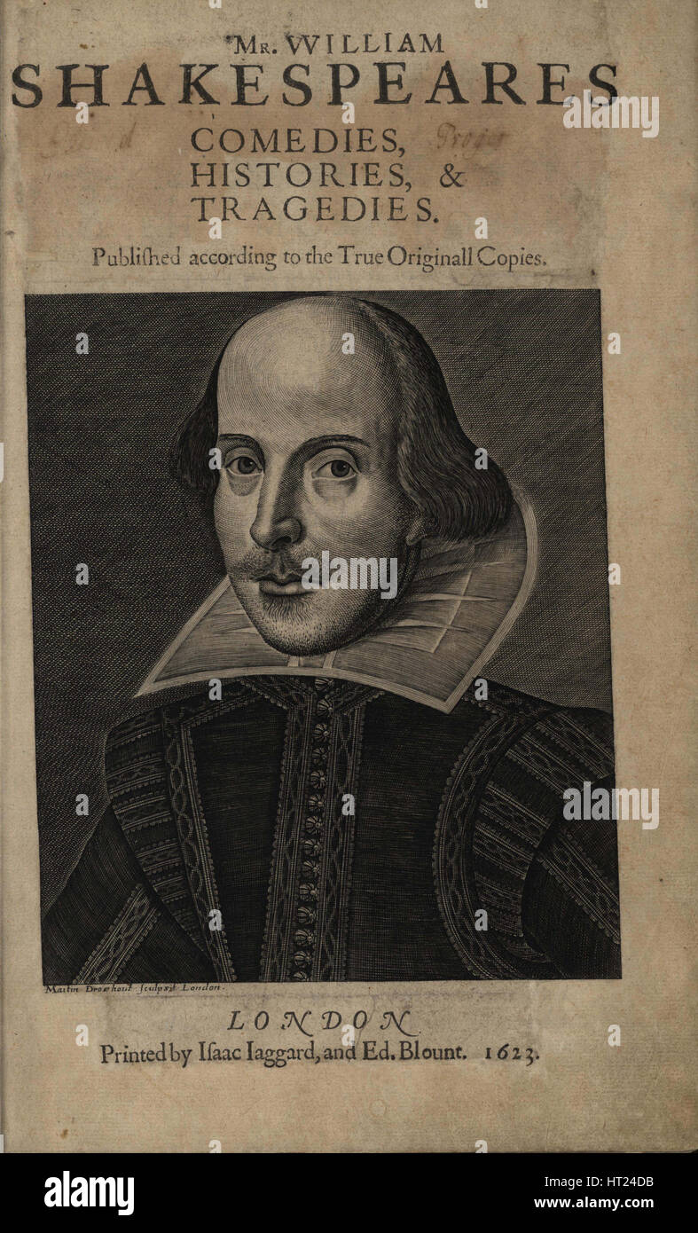 Title page of the First Shakespeare's Folio, 1623. Artist: Droeshout ...