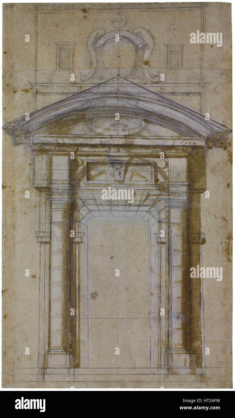 Study for Porta Pia in Rome, ca 1561. Artist: Buonarroti, Michelangelo ...