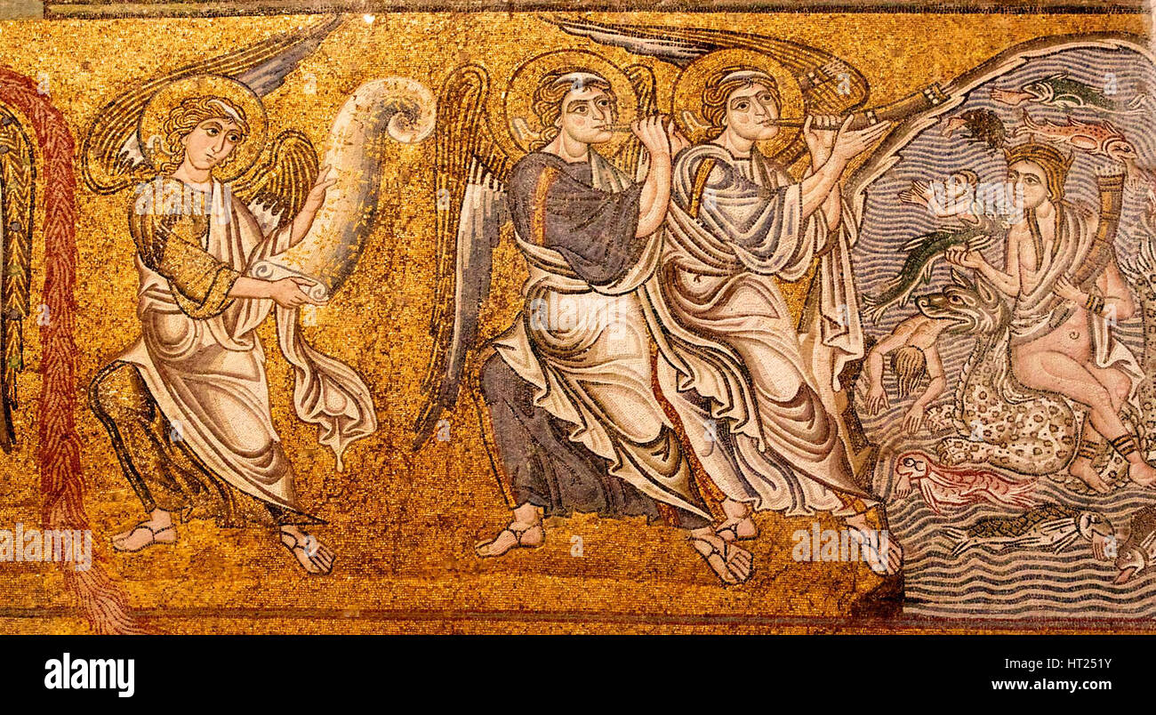 The sea gave up its dead (The Last Judgement, Detail), 12th century ...