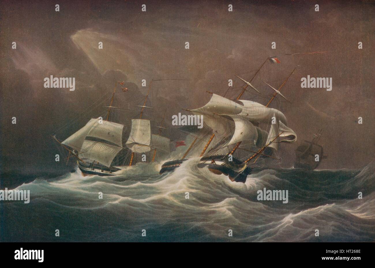 'H.M.S. Indefatigable Engaging The French Droits-De-L'Homme,1797', 1829 ...