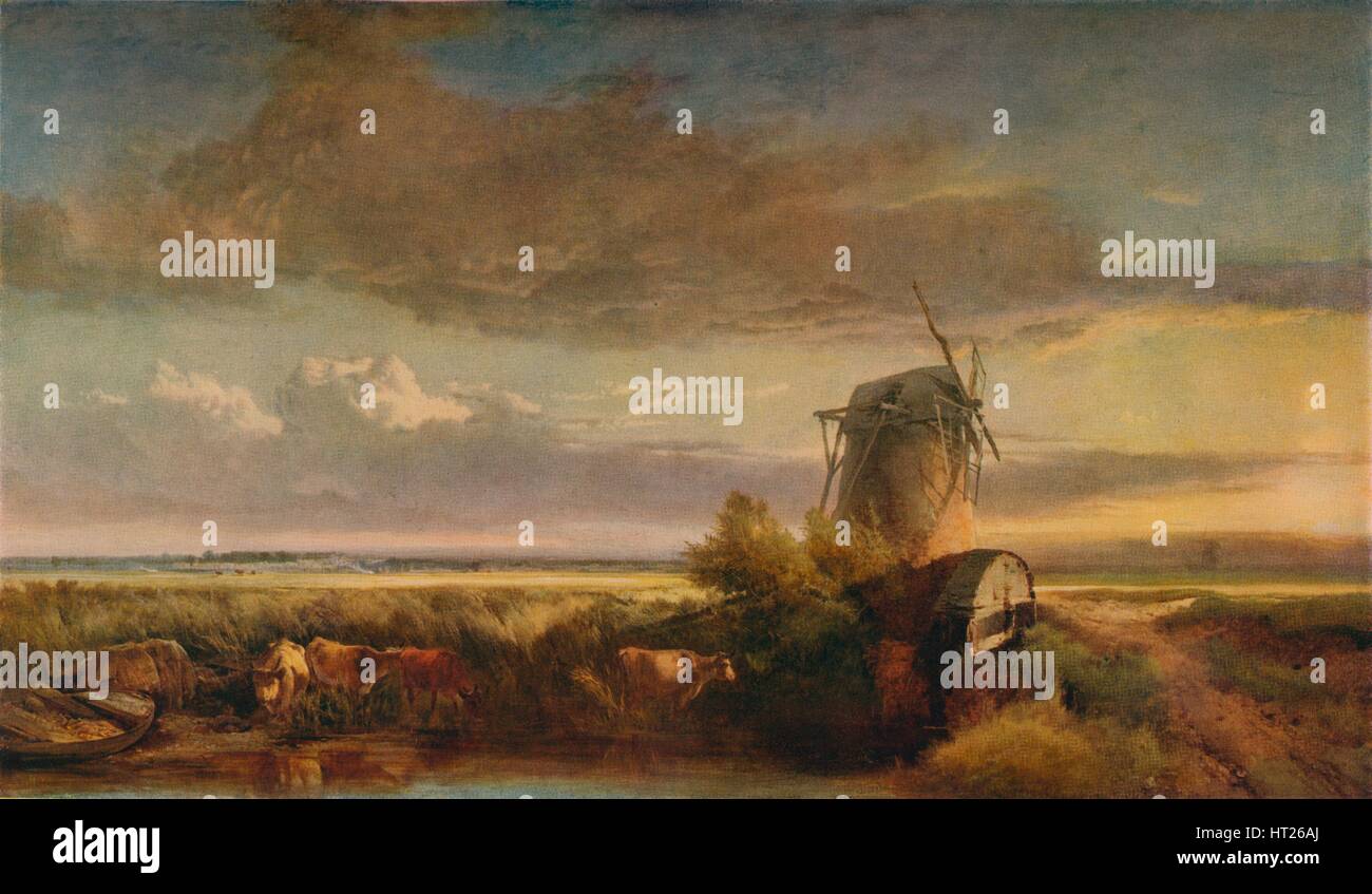 'Mills on the Fens', c1853. Artist: Henry Bright Stock Photo - Alamy