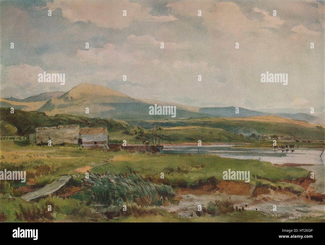 'River Scene with Cottages', c1887. Artist: Thomas Collier Stock Photo ...