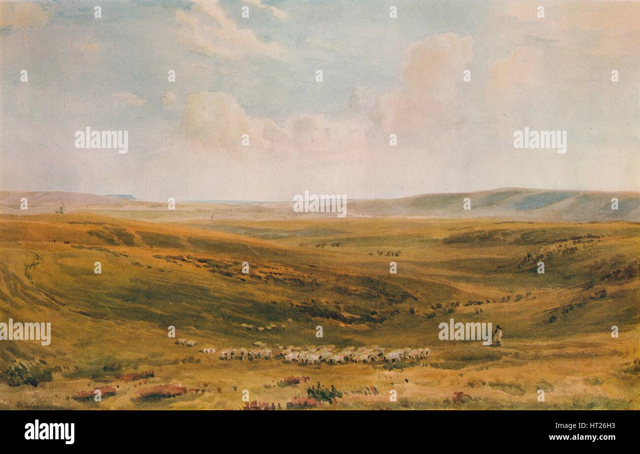 'The Downs near Lewes (Seaford Cliff in the distance)', c1887. Artist ...