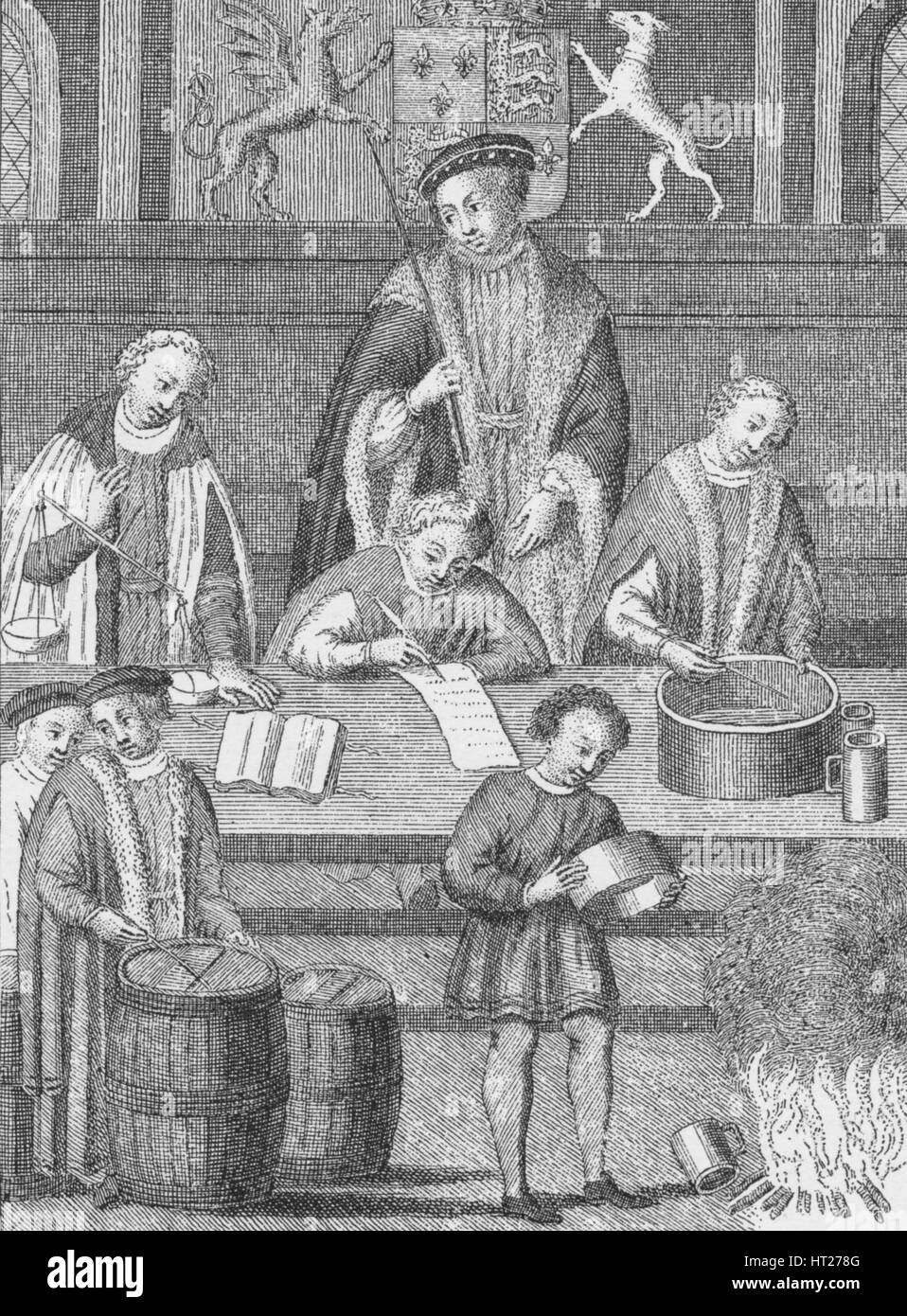 The Exchequer in the time of Henry VII, c1490 (1904). Artist: Unknown ...