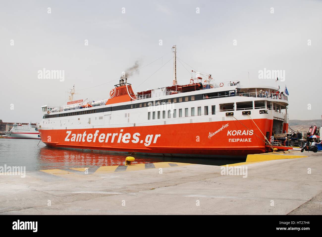 Zante Ferries ferry boat Adamantios Korais moored at Piraeus port in ...