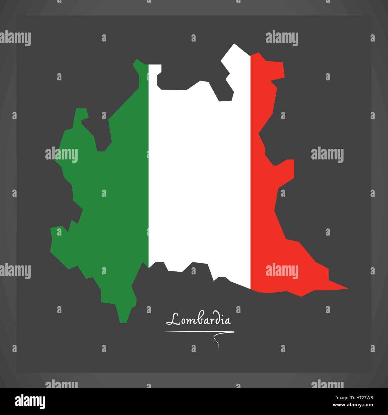 Lombardia map with Italian national flag illustration Stock Vector ...