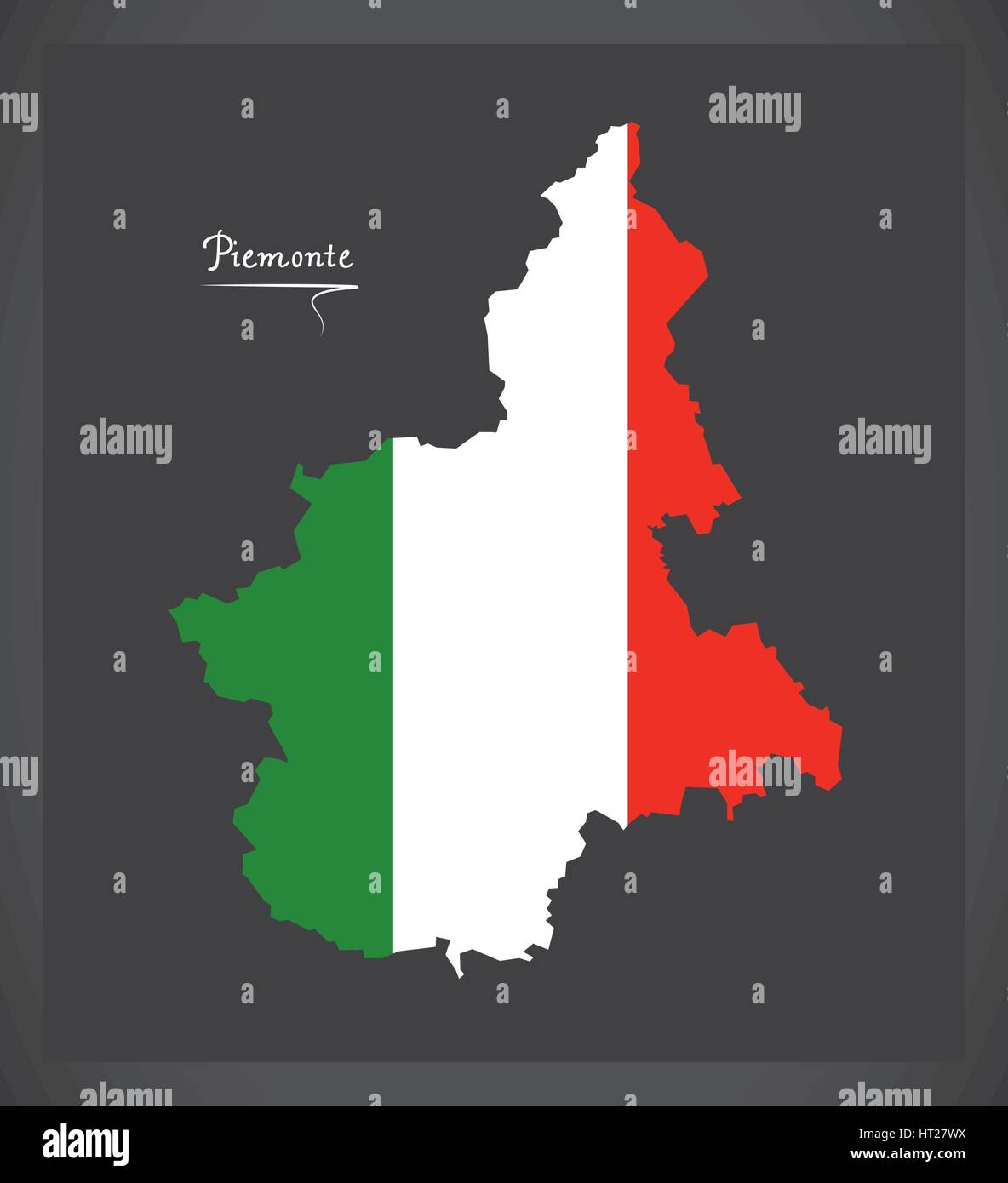 Piemonte map with Italian national flag illustration Stock Vector Image ...