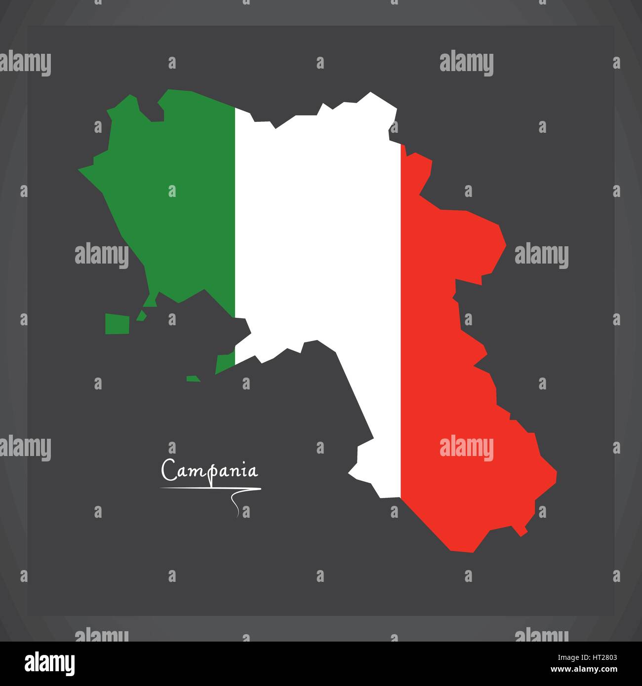 Campania map with Italian national flag illustration Stock Vector Image ...
