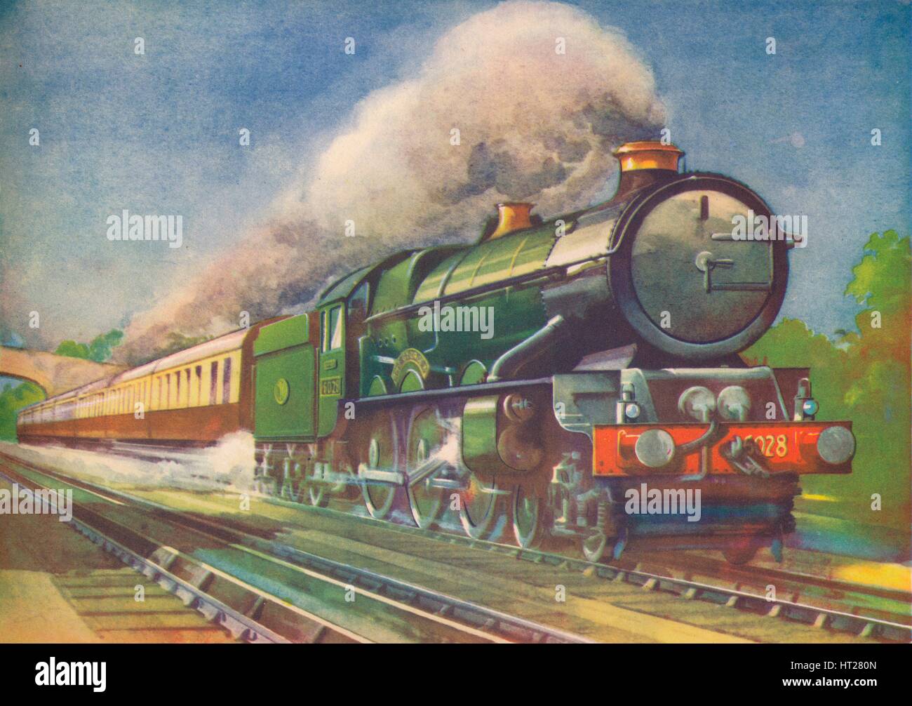 Cheltenham Flyer, G.W.R., picking up water at Goring', 1940. Artist ...