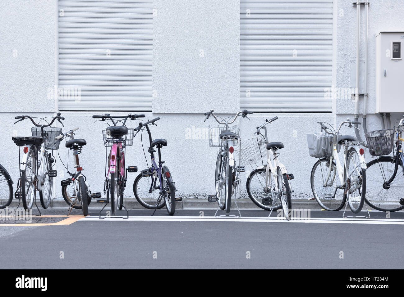 bicycles on street in Japan Stock Photo - Alamy