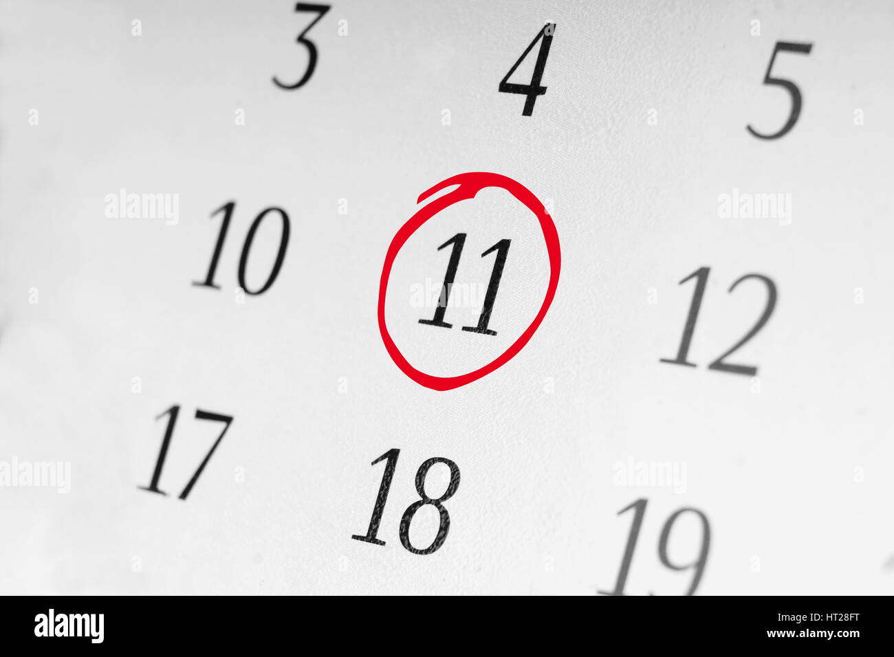 Mark the date number 11, focus point on the red marked number Stock ...