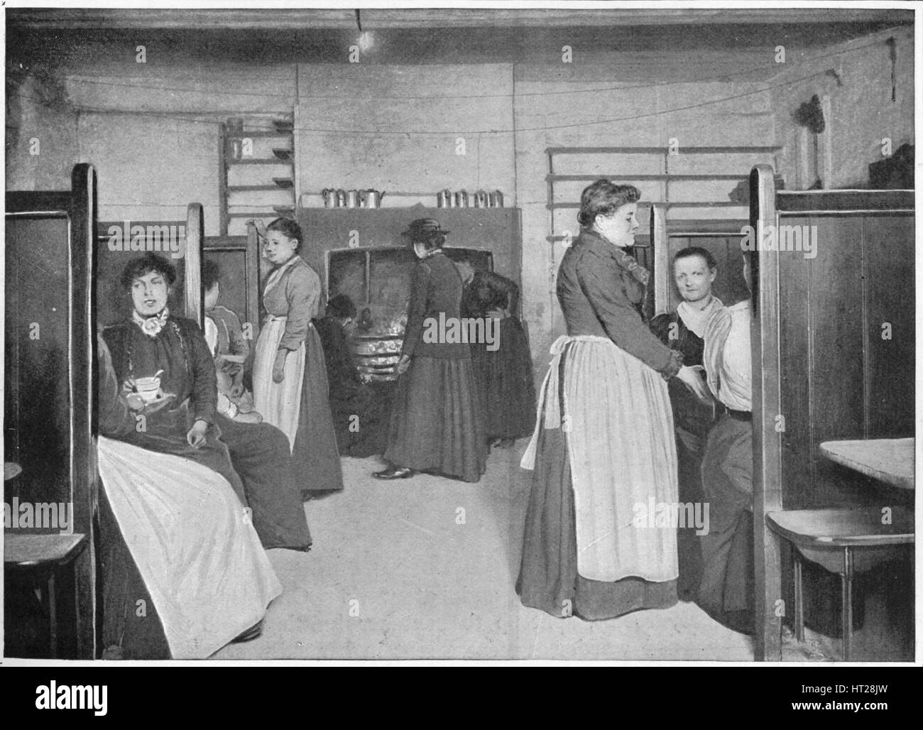 Kitchen in a single women's lodging house, Spitalfields, London, c1903 ...