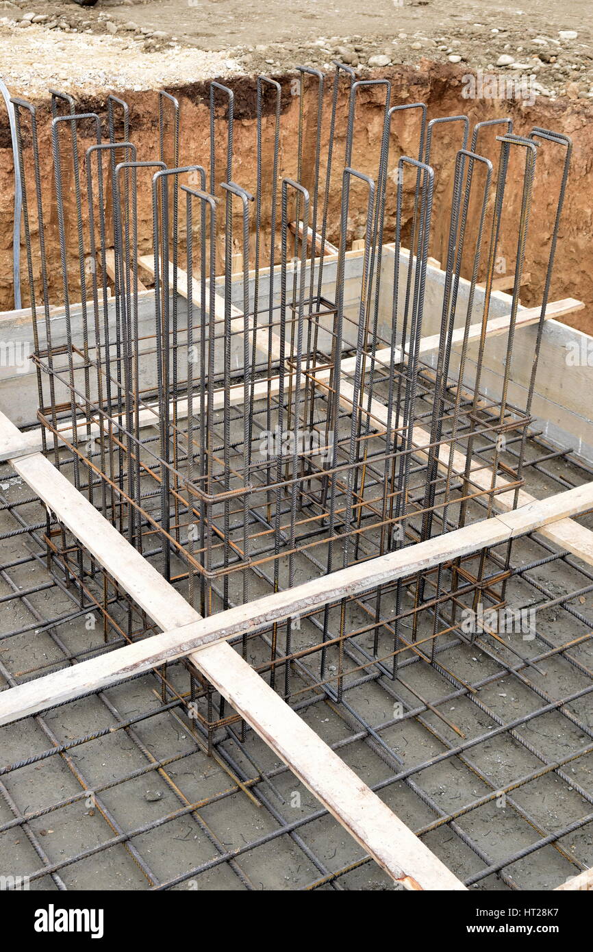 A big hole of pole in construction site building prepare for concreting ...