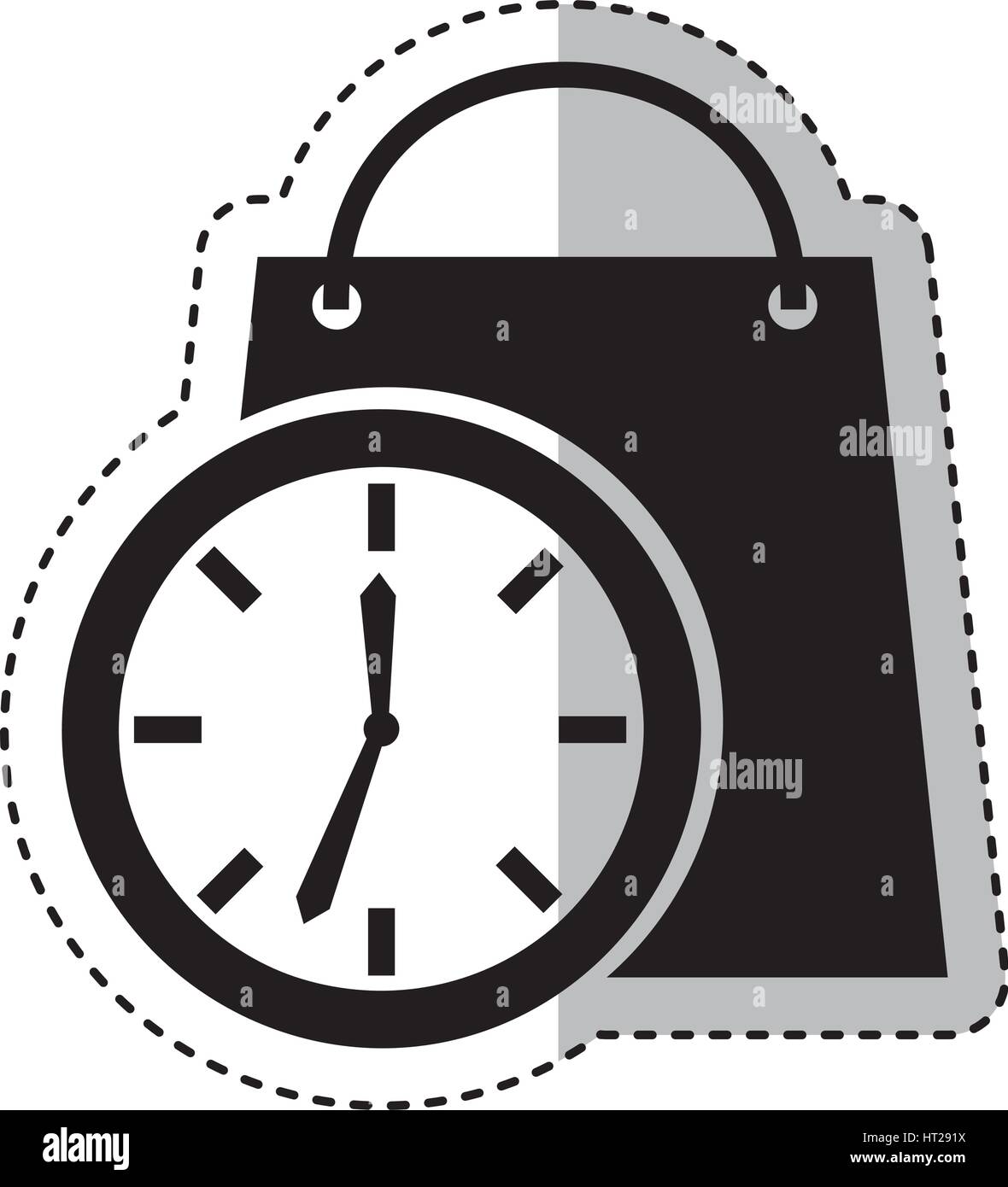 time clock with shopping bag isolated icon Stock Vector Image & Art - Alamy