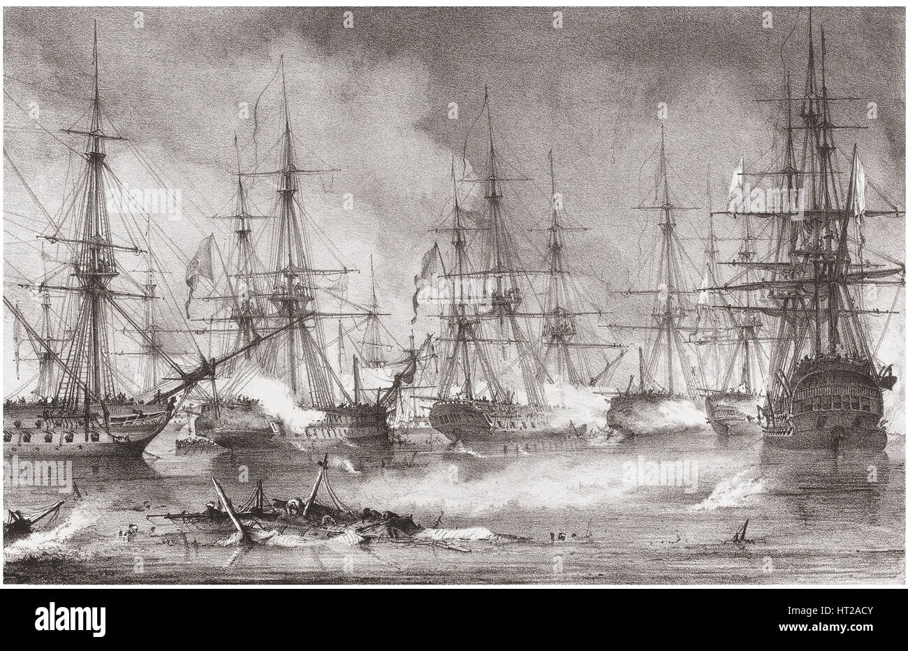 The Naval Battle of Navarino on 20 October 1827, 1828. Artist: Reinagle ...