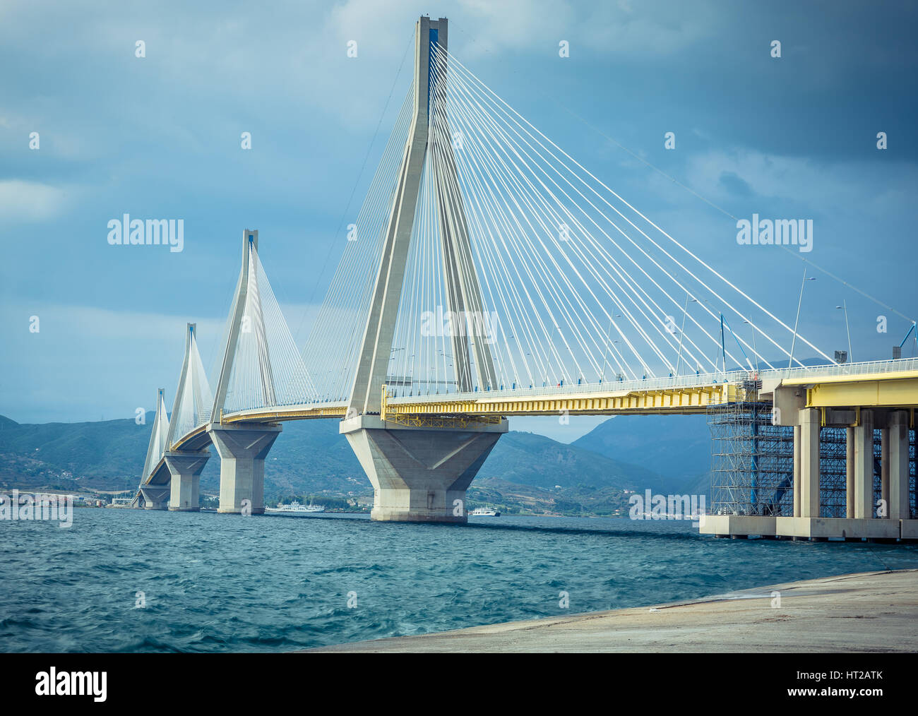 Rio-Antirrio Bridge (Charilaos Trikoupis) in Patras, Greece Stock Photo ...