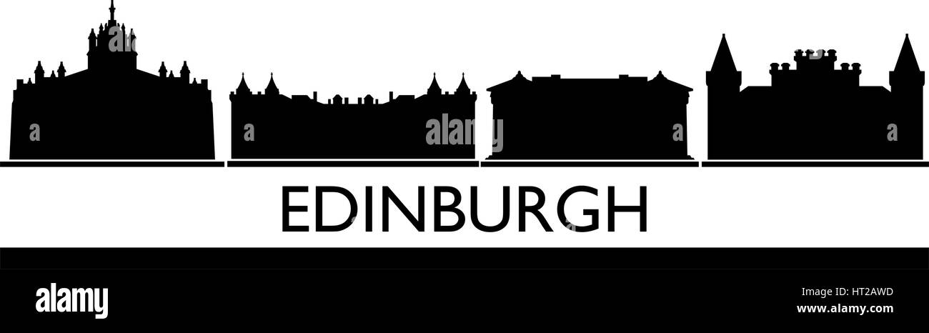 Edinburgh skyline illustrated on a white background in vector Stock ...