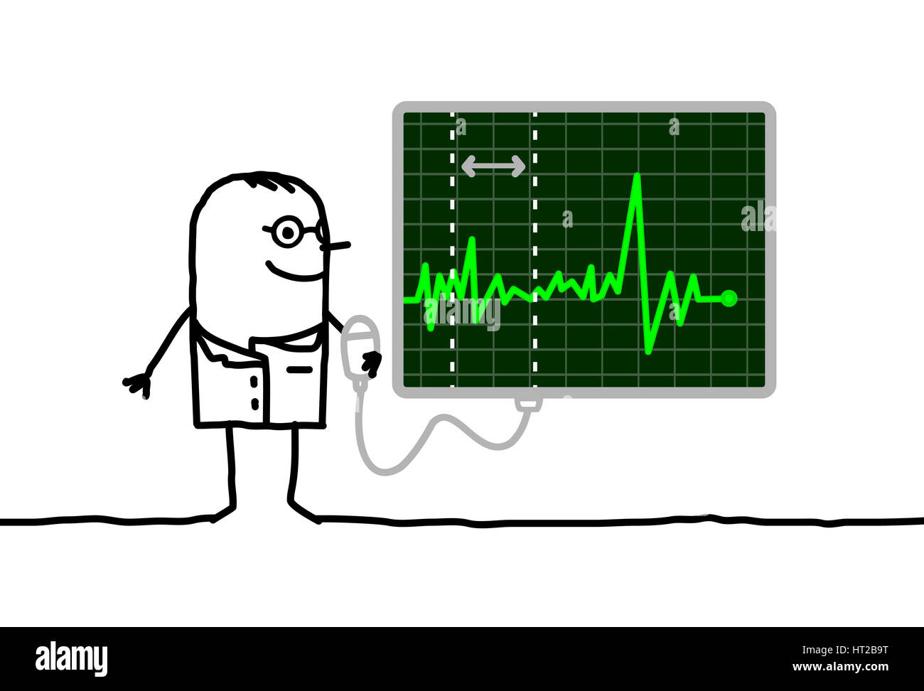 Cartoon characters - doctor with electrocardiogram Stock Photo - Alamy