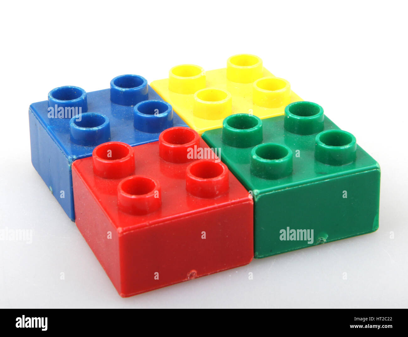 Plastic building blocks isolated on white background Stock Photo - Alamy
