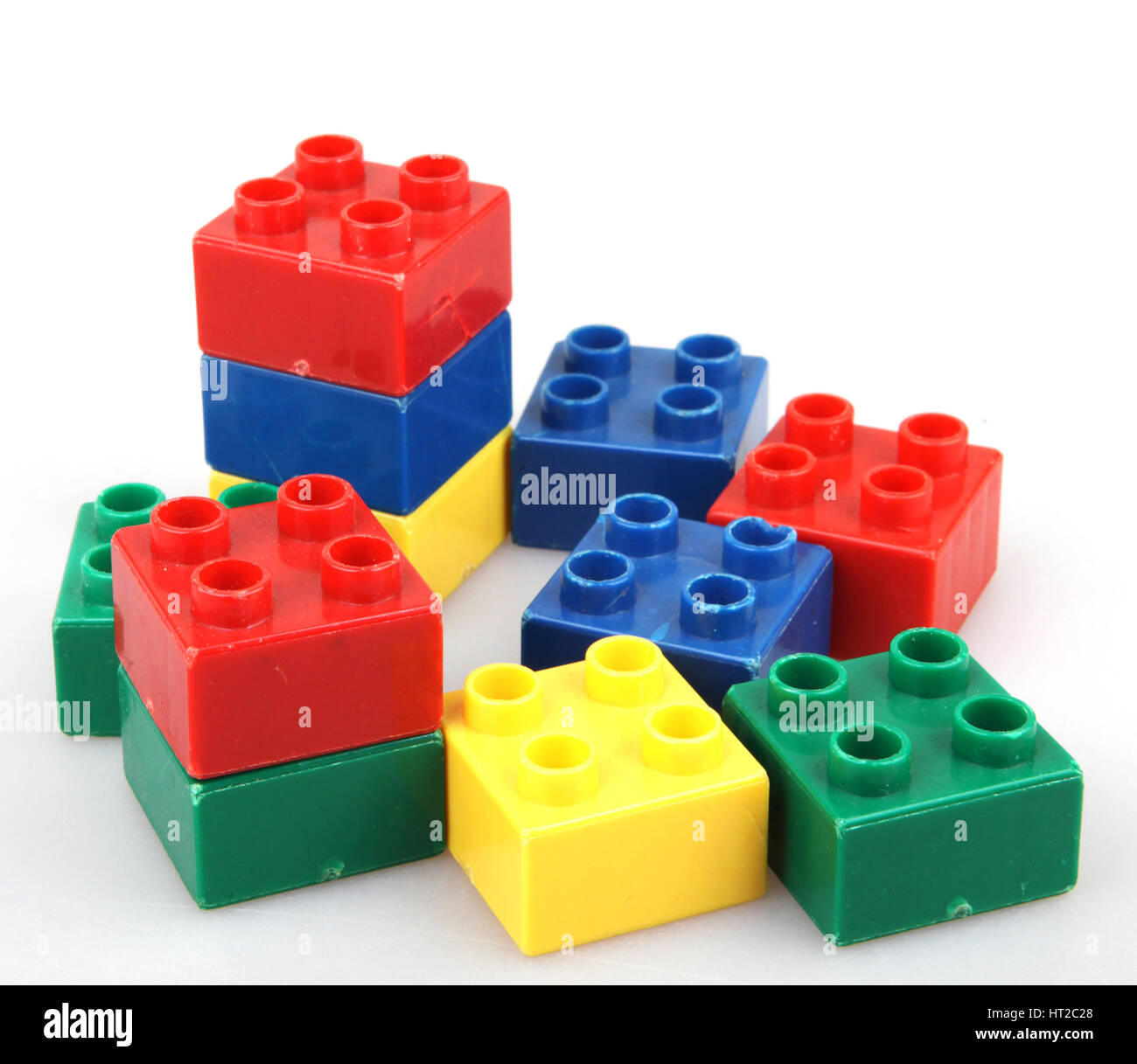 Plastic building blocks isolated on white background Stock Photo - Alamy
