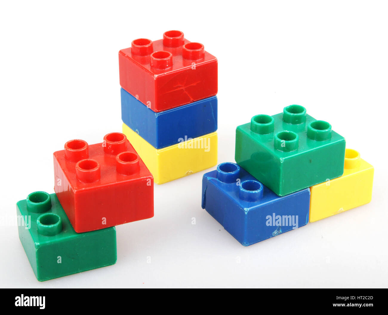 Plastic building blocks isolated on white background Stock Photo - Alamy